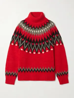 Polo Ralph Lauren Fair Isle Wool-blend Turtleneck Sweater - Red