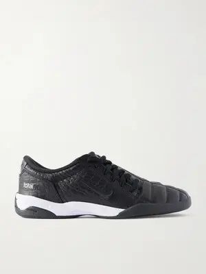 Nike T90 Embroidered Croc-effect Leather Sneakers - Black