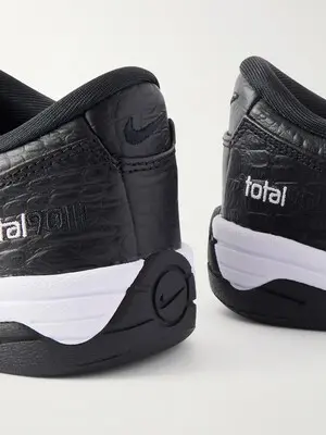 Nike T90 Embroidered Croc-effect Leather Sneakers - Black