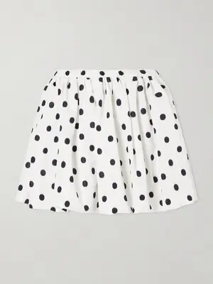 PATOU Bloomer Polka-Dot Poplin Mini Skirt White