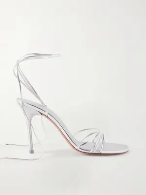 Amina Muaddi Lori Metallic Leather Sandals - Silver