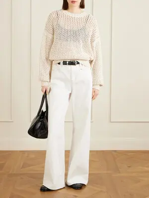 Another Tomorrow Open-knit Cotton Sweater