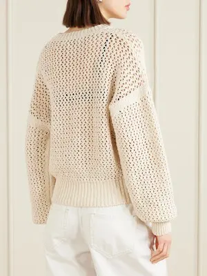 Another Tomorrow Open-knit Cotton Sweater