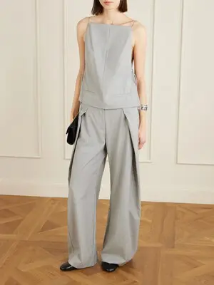 ST. AGNI Pleated Recycled Woven Wide-leg Pants