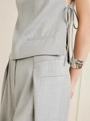 ST. AGNI Pleated Recycled Woven Wide-leg Pants