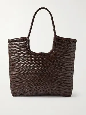 Dragon Diffusion Ns Diagonal Triple Jump Woven Leather Tote - Brown