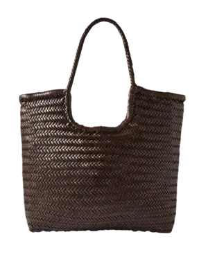 Dragon Diffusion Ns Diagonal Triple Jump Woven Leather Tote - Brown