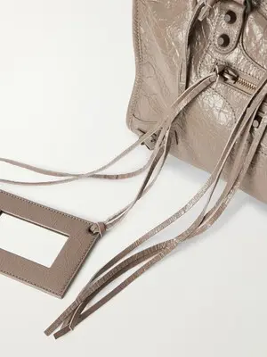 Balenciaga Le City Crinkled-leather Shoulder Bag - Gray