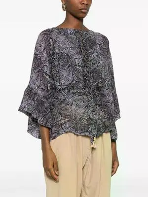 Isabel Marant Étoile Tekia Abstract-print Ruffled Shirt - Black