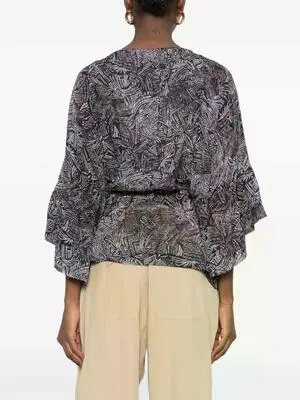 Isabel Marant Étoile Tekia Abstract-print Ruffled Shirt - Black