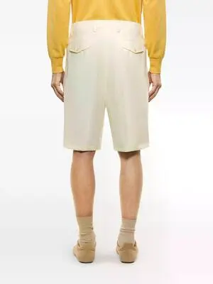 LANEUS Cream Buttoned Flap-pocket Shorts