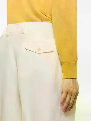 LANEUS Cream Buttoned Flap-pocket Shorts