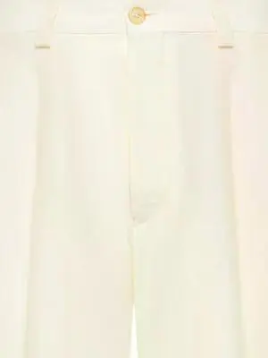 LANEUS Cream Buttoned Flap-pocket Shorts