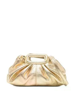 Maje Mini Milpli Ruched Leather Clutch Bag - Gold
