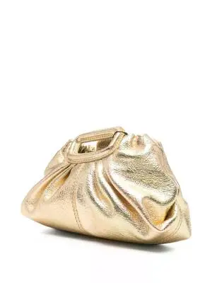 Maje Mini Milpli Ruched Leather Clutch Bag - Gold