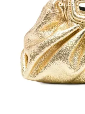 Maje Mini Milpli Ruched Leather Clutch Bag - Gold