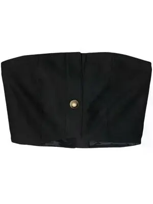 Rokh Strapless Cropped Tube Top - Black