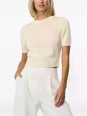 TOCCIN Elsie Ribbed Short-sleeve Sweater - Neutrals