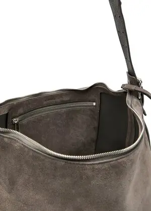 LEMAIRE Belted Suede Hobo Bag - Brown