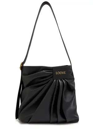 Loewe Draped Leather Tote Bag - Black