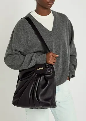Loewe Draped Leather Tote Bag - Black
