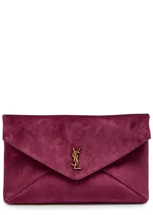 Saint Laurent Envelope Suede Clutch - Red