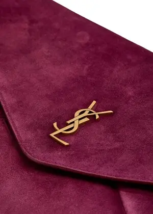 Saint Laurent Envelope Suede Clutch - Red