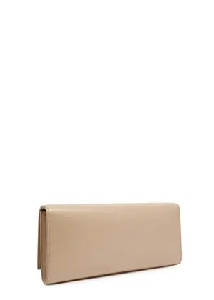 Saint Laurent Kate Pebbled Leather Clutch - Beige