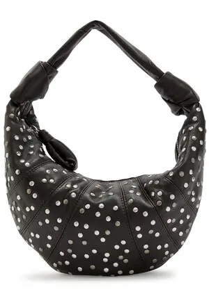 LEMAIRE Fortune Croissant Mini Studded Leather Shoulder Bag - Chocolate