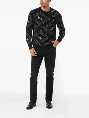 BILLIONAIRE Geometric-pattern Crew-neck Sweater