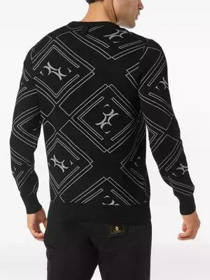 BILLIONAIRE Geometric-pattern Crew-neck Sweater