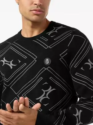 BILLIONAIRE Geometric-pattern Crew-neck Sweater
