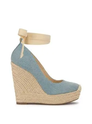 Vince Camuto Zexie Platform Wedge With Ankle Tie - Denim
