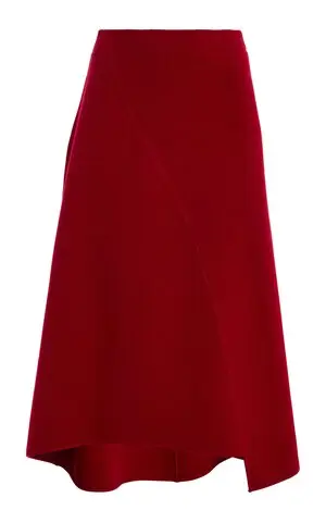 ASHLYN Felix Merino Wool Midi Skirt - Red