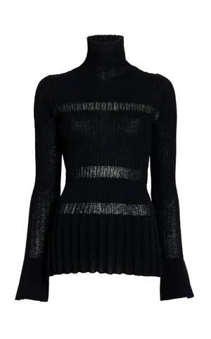 Proenza Schouler Rosario Mock Neck Merino-wool Top - Black