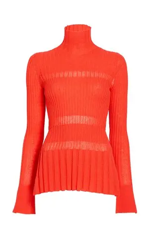 Proenza Schouler Rosario Mock Neck Merino-wool Top - Orange
