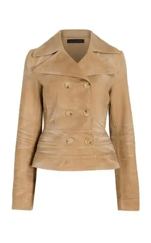 Proenza Schouler Romane Double-breasted Rigid Denim Jacket - Khaki