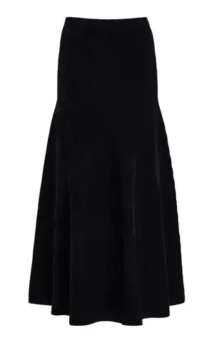 ZANKOV Zander Velvet Midi Skirt - Black