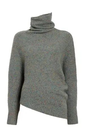 Proenza Schouler Abie Asymmetrical Hem Donegal Wool Sweater - Blue