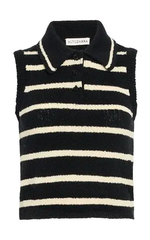 Altuzarra Striped Sleeveless Knit Top With Collar - Stripe
