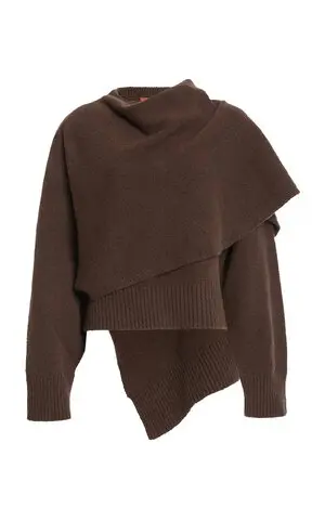 Altuzarra Palmer High Neck Draped Sweater - Brown
