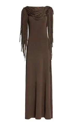 Altuzarra Chaney Fringe Maxi Dress - Brown