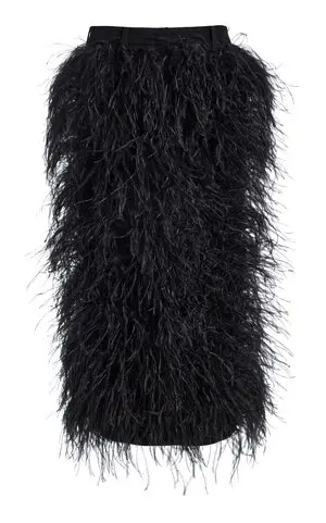 Michael Kors Feathered Virgin-wool Midi Skirt - Black