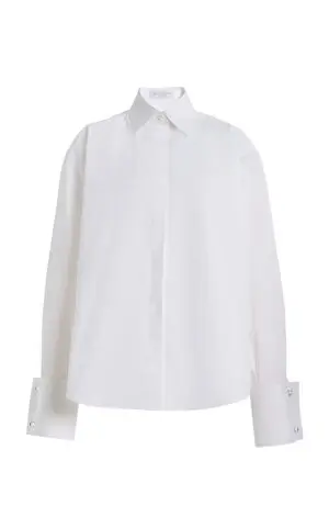 Michael Kors Frayed Cotton Button-Down Shirt White