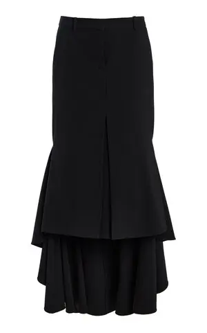 Michael Kors High-low Virgin-wool Maxi Skirt - Black
