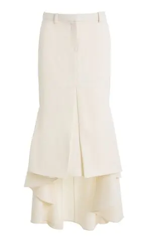 Michael Kors High-low Virgin-wool Maxi Skirt - Ivory