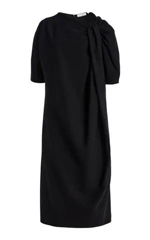 Michael Kors Draped Wool-blend Midi Dress - Black