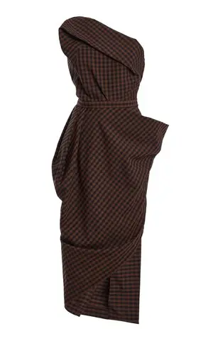 Michael Kors Draped Wool-blend Midi Dress - Brown