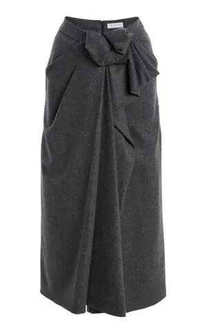 Michael Kors Wrap-front Virgin-wool Midi Skirt - Dark Grey