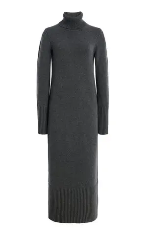 Michael Kors Turtleneck Merino-wool Midi Dress - Dark Grey